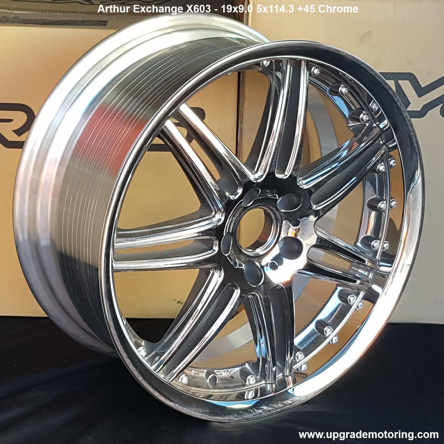 Arthur Exchange X603 19x9.0 5x114.3 +45 Chrome Wheel. Single.