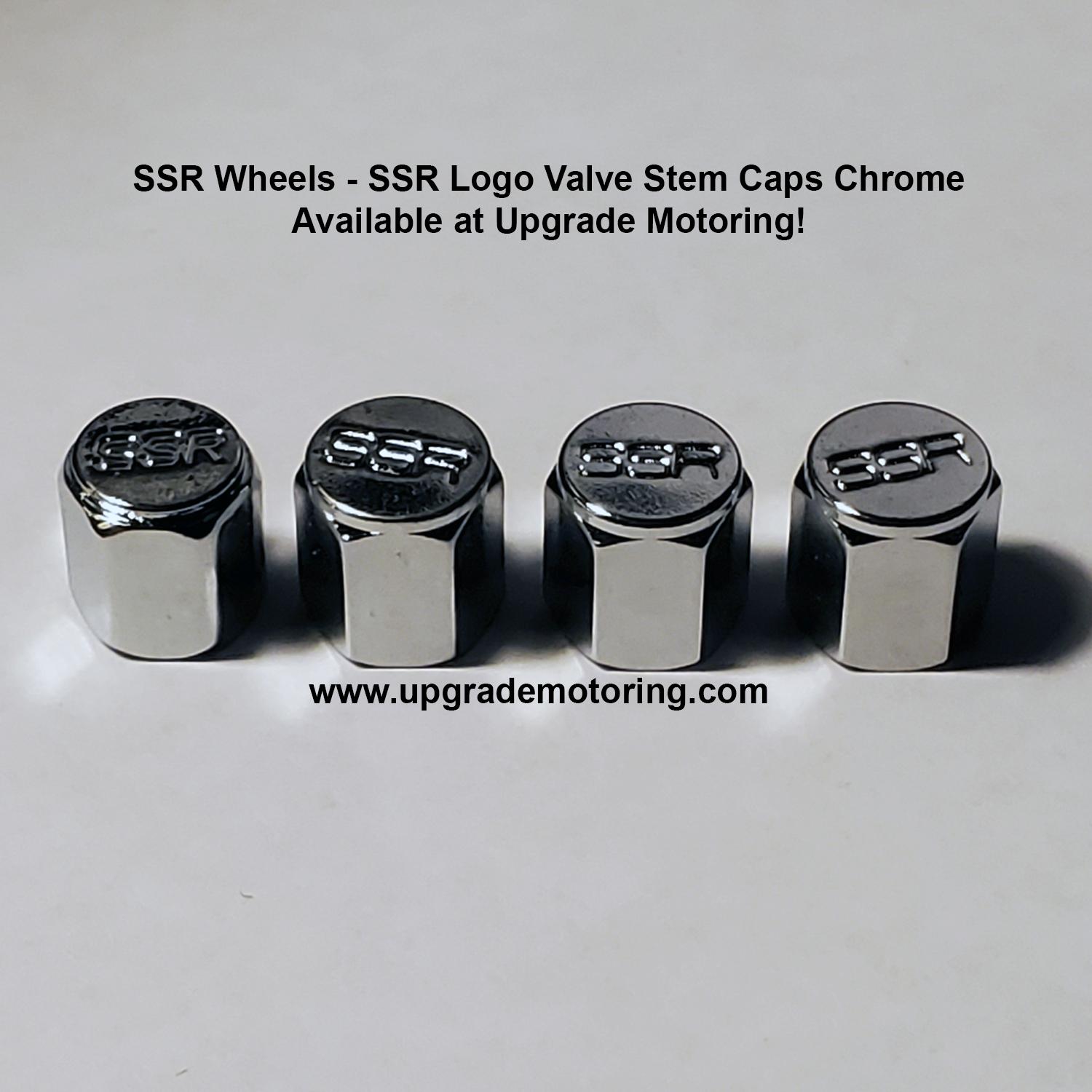 SSR Wheels - Valve Stem Caps - Chrome - With SSR Logo - 4pk
